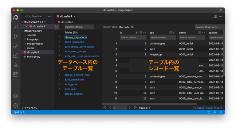 【Django/VSCode】データベースのテーブルの中身を表示する | だえうホームページ