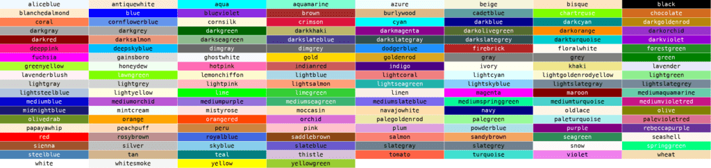 【Pillow/Python】Pillowで利用可能な色名の調べ方 | だえうホームページ